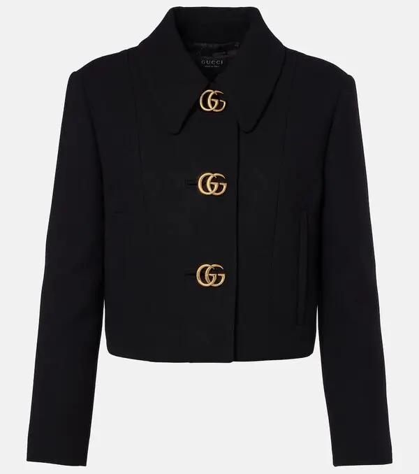 Gucci Double G Cropped Wool Crepe Jacket