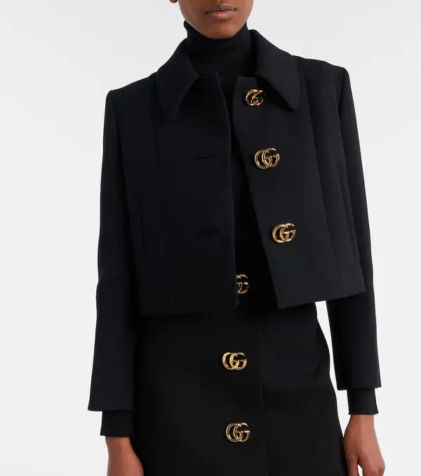 Gucci Double G Cropped Wool Crepe Jacket