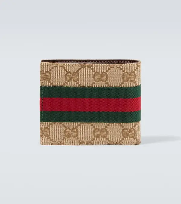 Gucci Gg Canvas Web Stripe Bifold Wallet