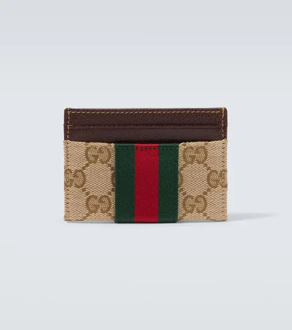 Gucci Gg Canvas Web Stripe Card Holder