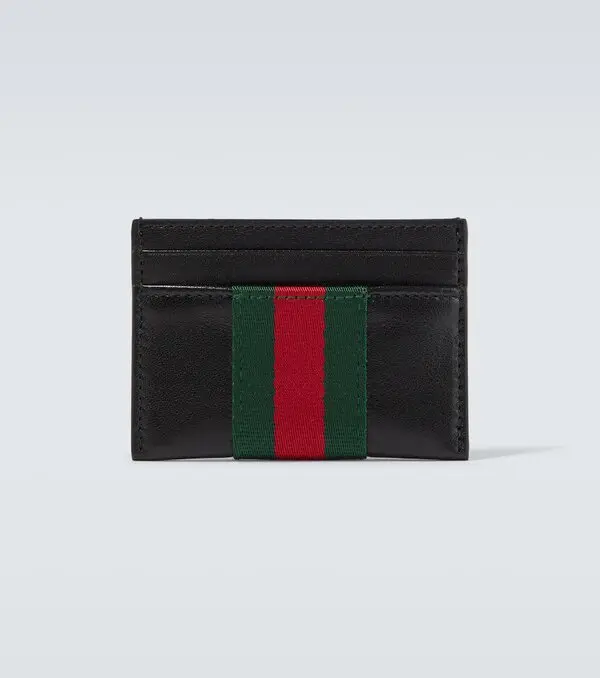 Gucci Web Trademark Leather Card Holder