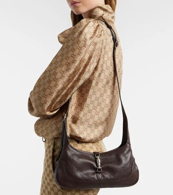 Gucci Jackie Slim Small Leather Shoulder Bag - Brown