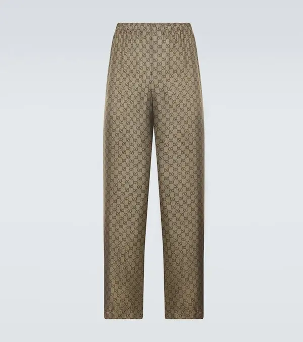 Gucci Gg Silk Twill Straight Pants