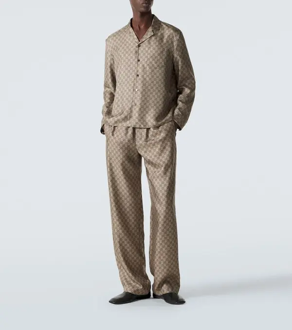 Gucci Gg Silk Twill Straight Pants