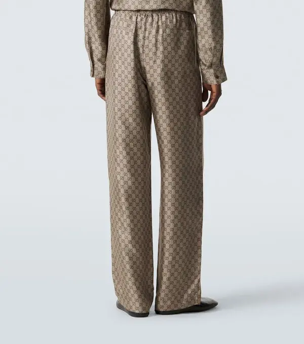 Gucci Gg Silk Twill Straight Pants