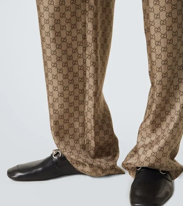 Gucci Gg Silk Twill Straight Pants