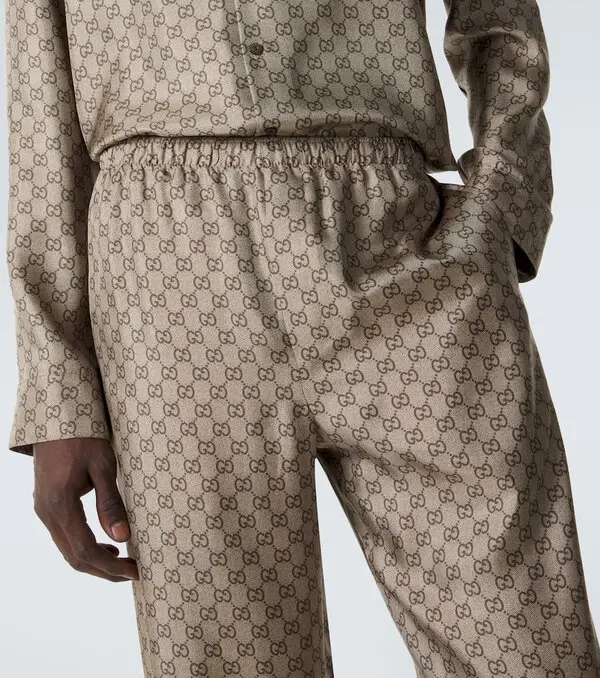Gucci Gg Silk Twill Straight Pants