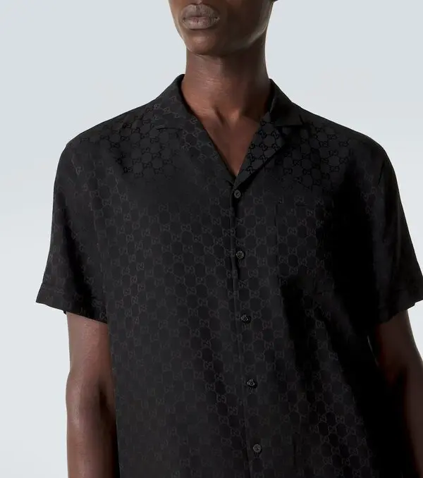 Gucci Gg Silk Jacquard Bowling Shirt