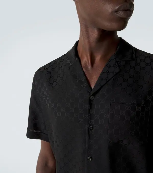 Gucci Gg Silk Jacquard Bowling Shirt