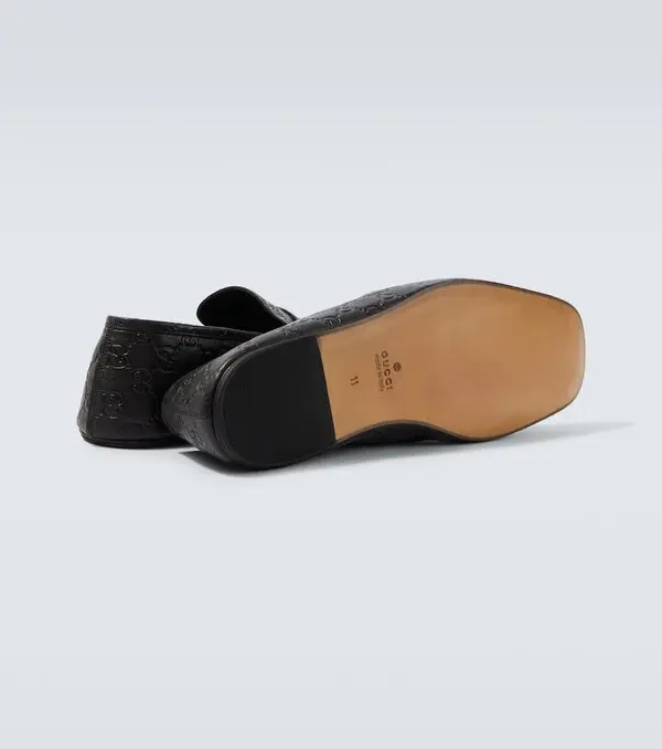 Gucci Gg Embossed Leather Loafers