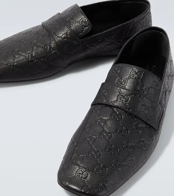 Gucci Gg Embossed Leather Loafers