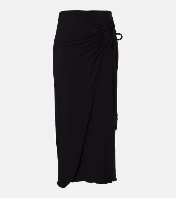 Max Mara Jersey Wrap Midi Skirt - Black