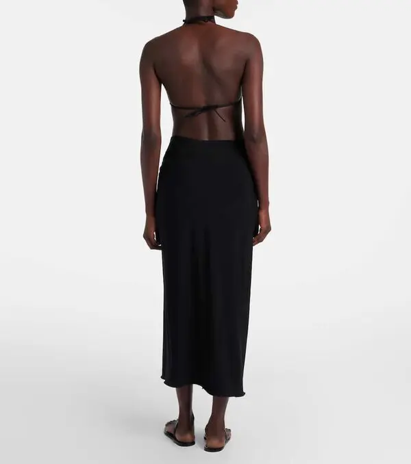 Max Mara Jersey Wrap Midi Skirt - Black