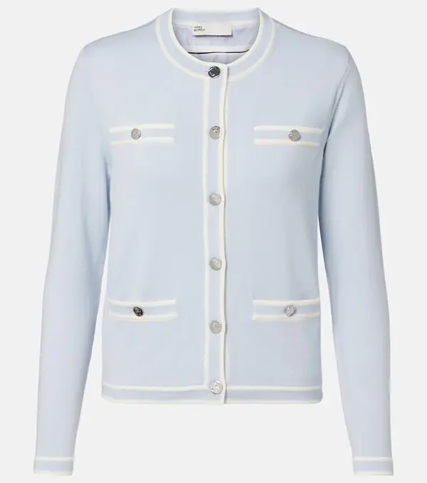 Tory Burch Kendra Wool Cardigan - Blue