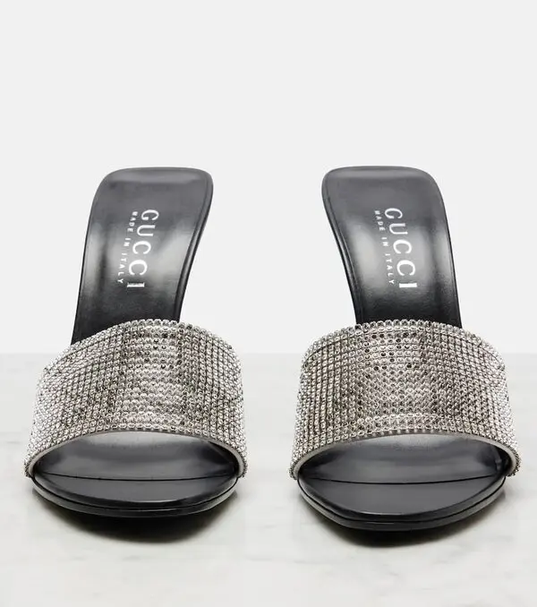 Gucci Bombshell 120 Embellished Satin Mules