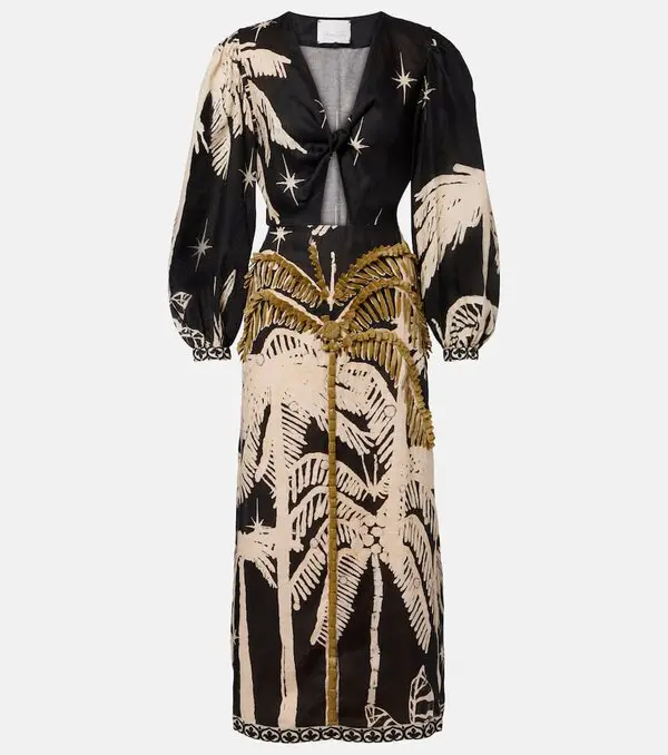 Johanna Ortiz Linen Maxi Dress - Black