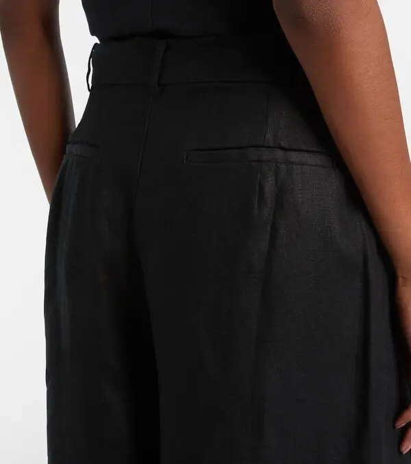 Faithfull The Brand Pleated Linen Wide-leg Pants - Black