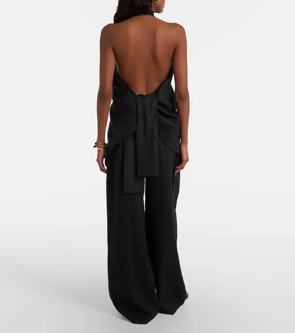 Faithfull The Brand Pleated Linen Wide-leg Pants - Black