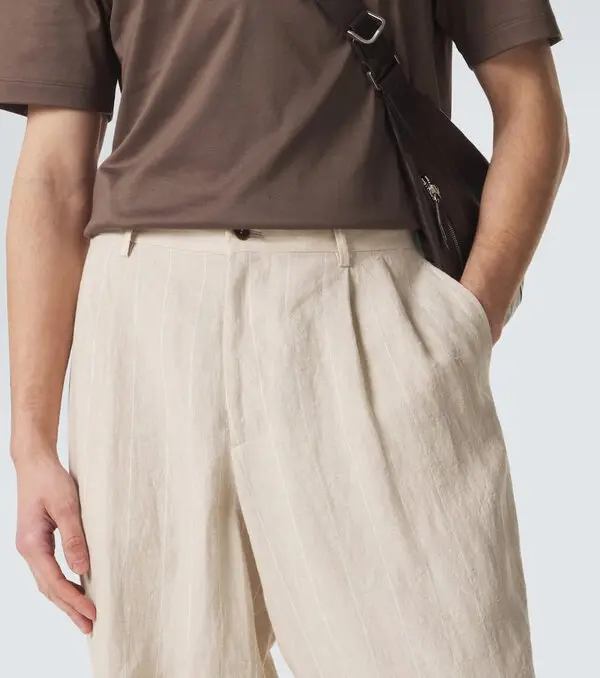 Giorgio Armani Pinstriped Wide-leg Linen Pants