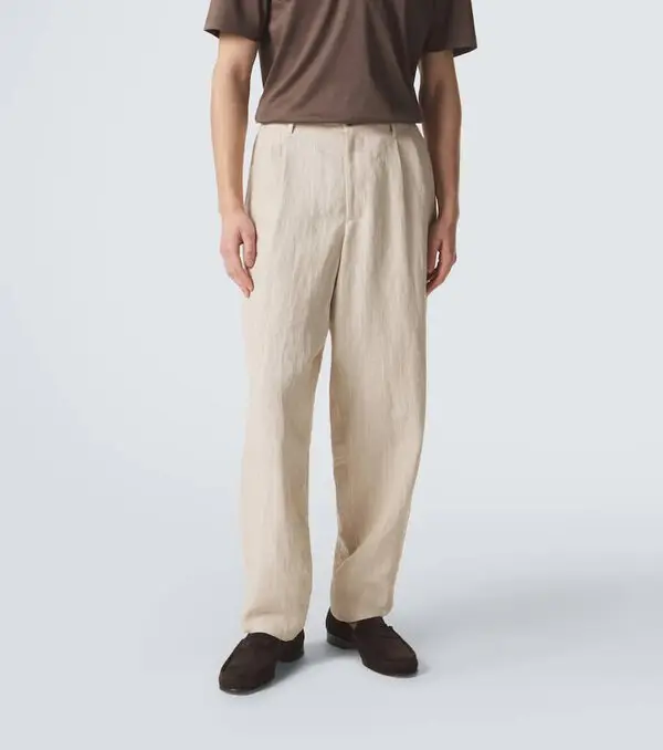 Giorgio Armani Pinstriped Wide-leg Linen Pants