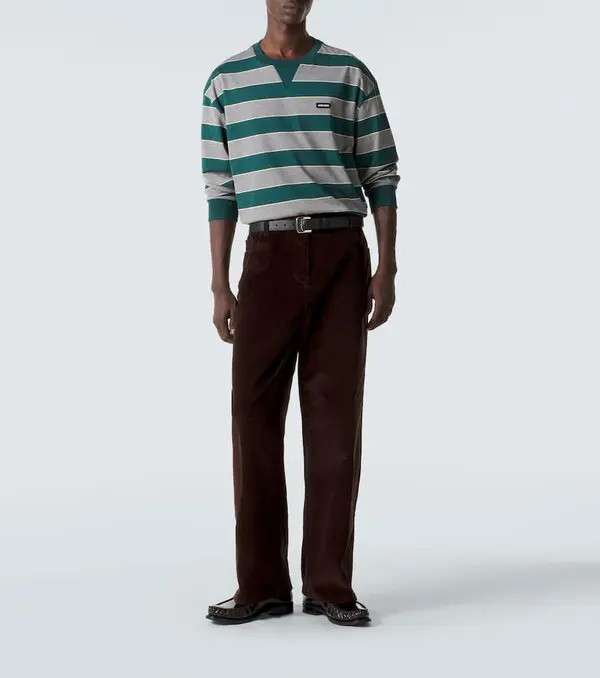 Miu Miu Striped Cotton Jersey Sweatshirt