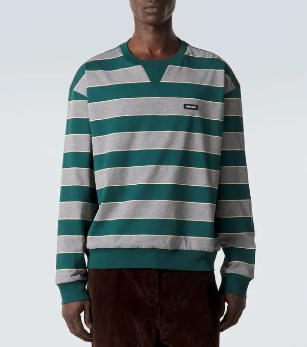Miu Miu Striped Cotton Jersey Sweatshirt