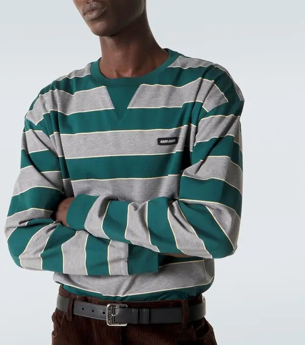 Miu Miu Striped Cotton Jersey Sweatshirt