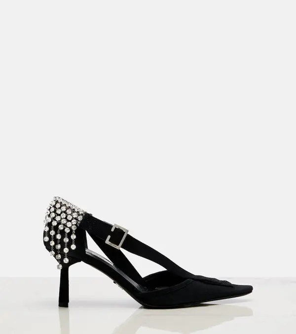Prada Crystal-embellished Pumps - Black