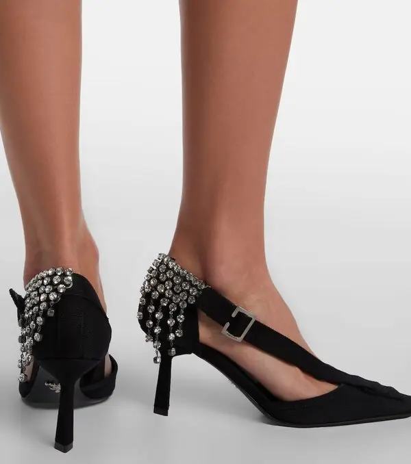Prada Crystal-embellished Pumps - Black