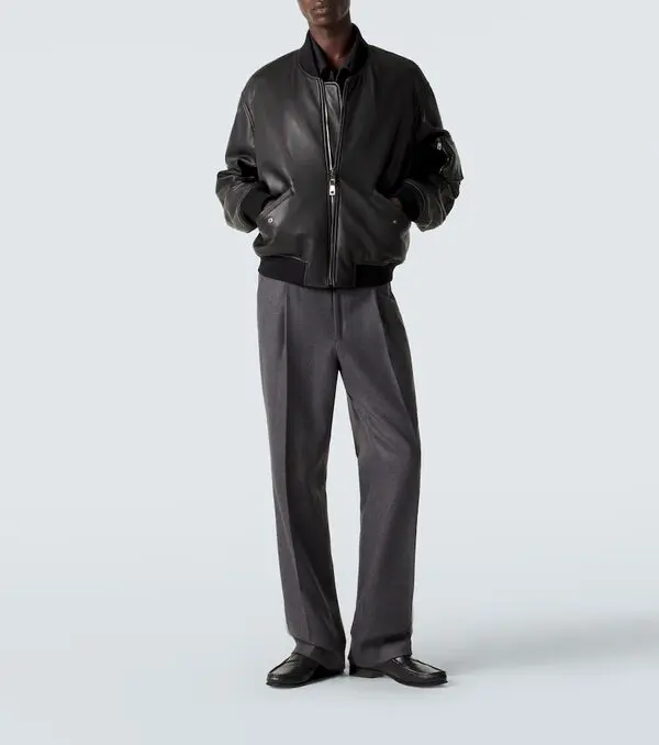 Dolce & Gabbana Leather Bomber Jacket - Black