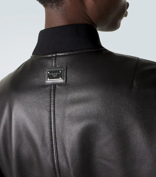 Dolce & Gabbana Leather Bomber Jacket - Black