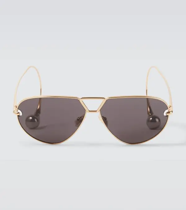 Bottega Veneta Drop Aviator Sunglasses - Gold