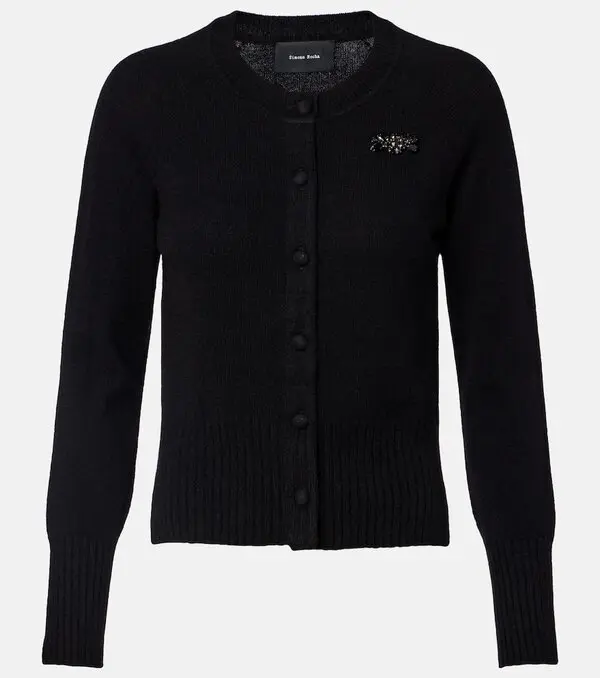 Simone Rocha Embellished Cashmere Cardigan - Black