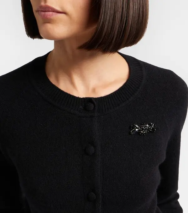 Simone Rocha Embellished Cashmere Cardigan - Black