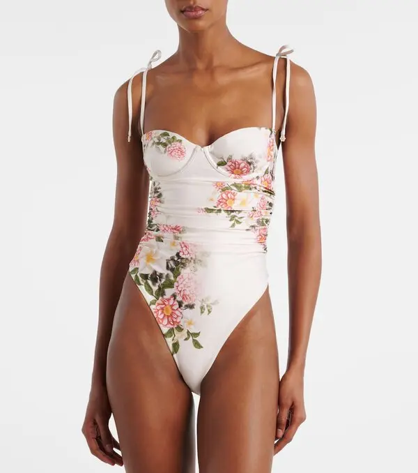 Agua Bendita Rabano Floral One Piece Swimsuit - White