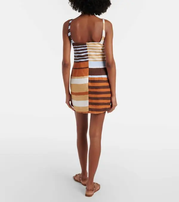 CALA DE LA CRUZ Siela Striped Linen Mini Dress - Multicoloured