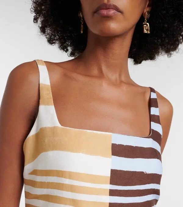 CALA DE LA CRUZ Siela Striped Linen Mini Dress - Multicoloured