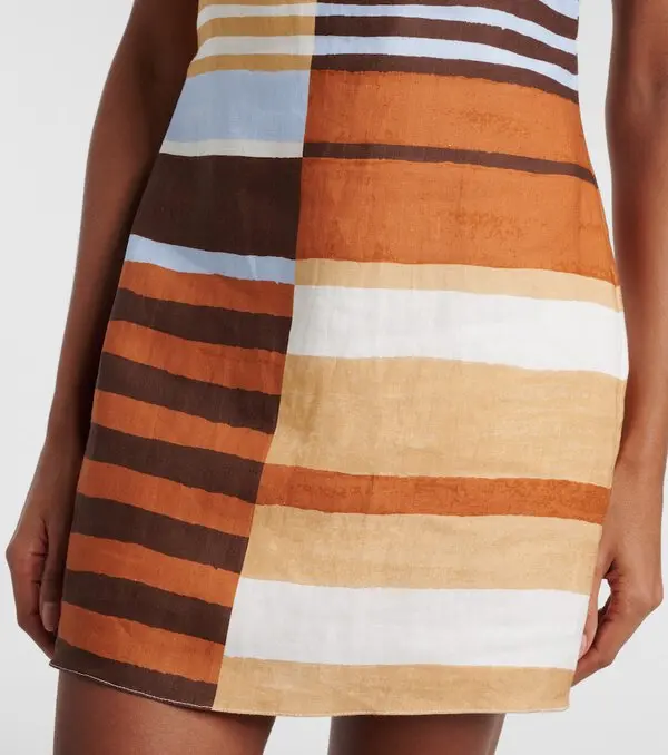CALA DE LA CRUZ Siela Striped Linen Mini Dress - Multicoloured