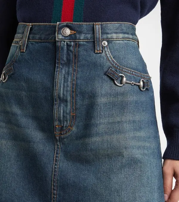 Gucci Horsebit Denim Miniskirt