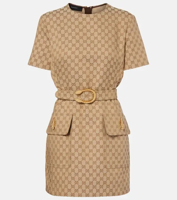 Gucci Gg Canvas Belted Minidress