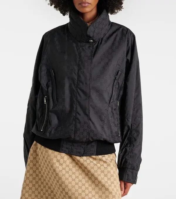 Gucci Gg Monogram Cotton-trimmed Jacket