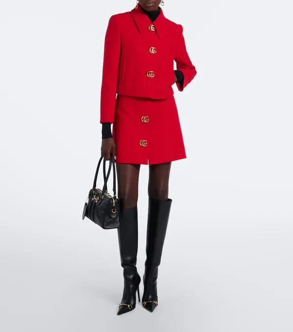 Gucci Double G Cropped Wool Crêpe Jacket