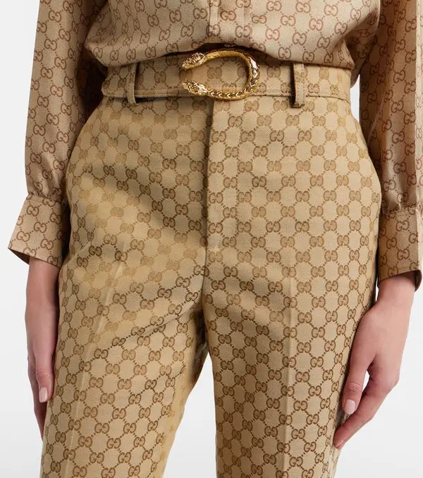 Gucci Gg Canvas Flared Trousers - Beige