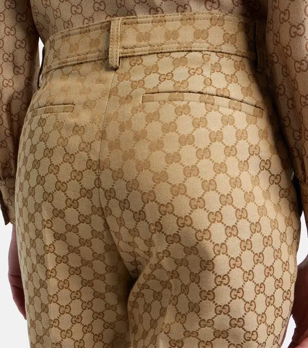 Gucci Gg Canvas Flared Trousers - Beige