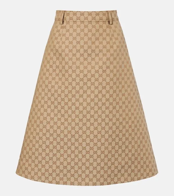 Gucci Gg Canvas Midi Skirt - Beige