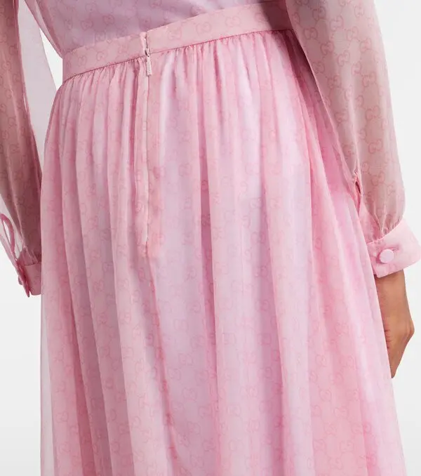 Gucci Gg Printed Silk Chiffon Maxi Skirt