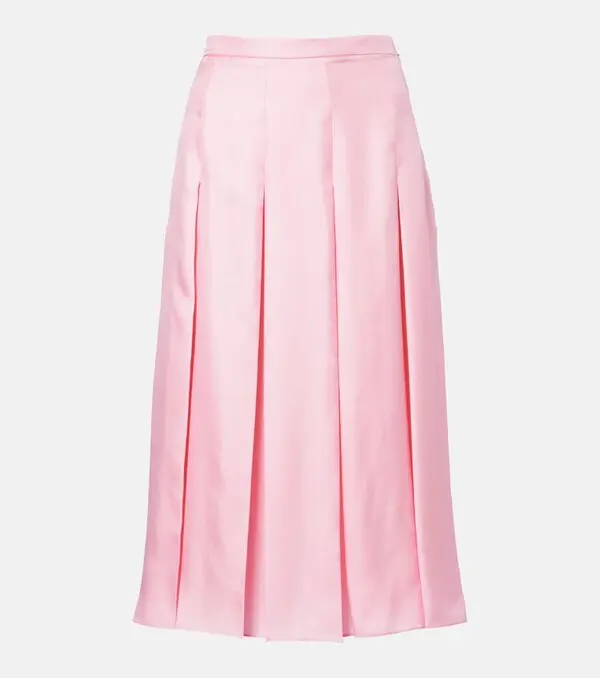 Gucci Pleated Silk Twill Midi Skirt - Pink