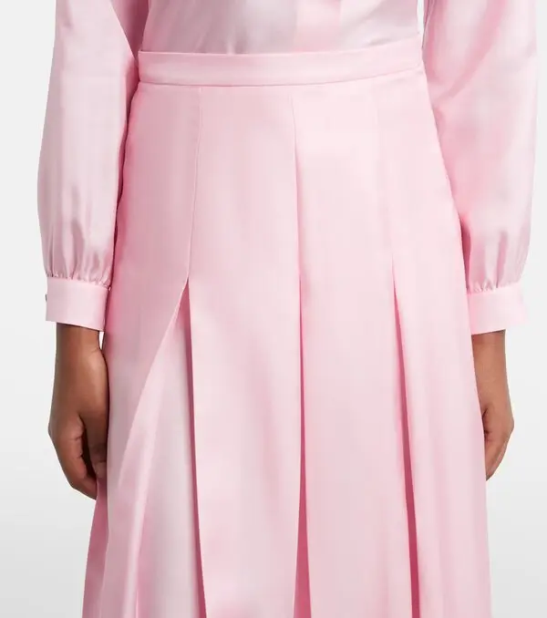 Gucci Pleated Silk Twill Midi Skirt