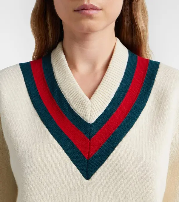 Gucci Web Stripe Wool Sweater - White