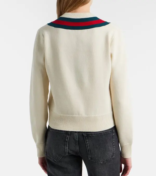 Gucci Web Stripe Wool Sweater - White